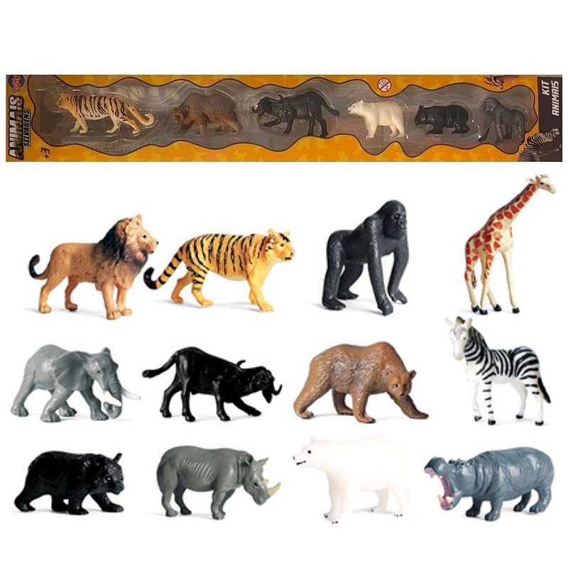 Kit Com 6 Animais Selvagens Sortidos Miniatura - Toyng - Nikity Toys ...