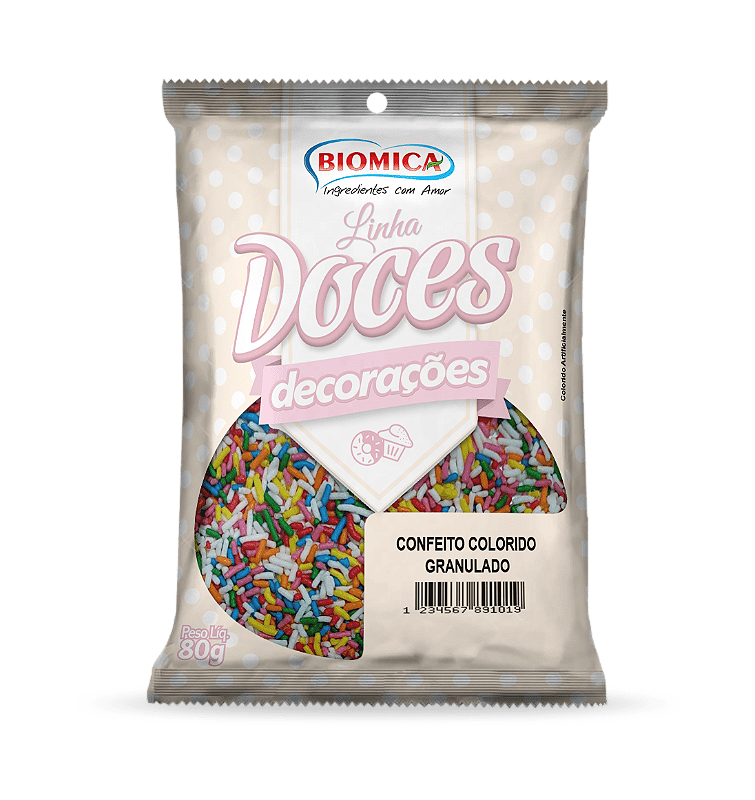 Confeito Granulado Colorido 80g - Biomica Alimentos
