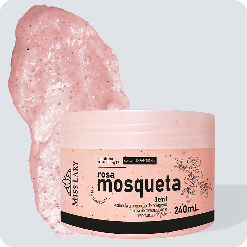 Esfoliante Corpo e Rosto Rosa Mosqueta - Miss Lary Cosméticos Veganos