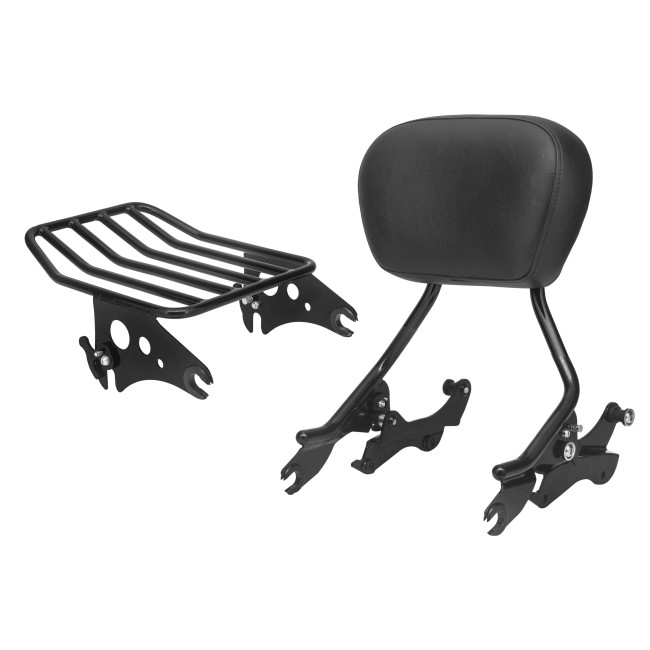 Kit Sissy Bar Wings Destacável Mod. King Low Confort c/ Bagageiro 16 Pol. HD Touring - Preto ...