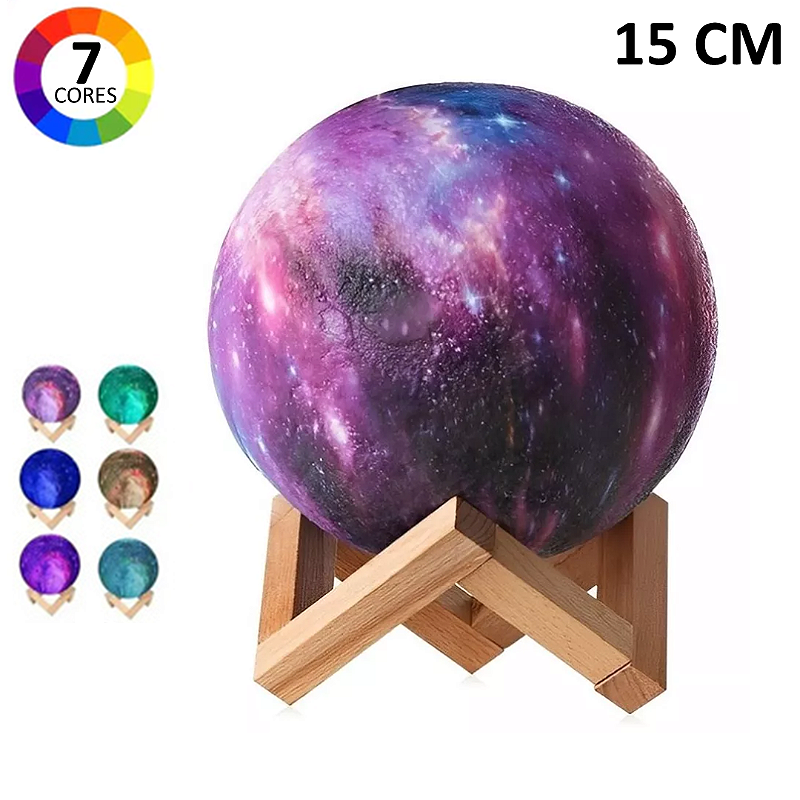 Luminária Lua com 15cm e 7 Cores de LED em São Luís MA - Mundo Nerd SLZ ...