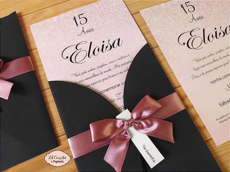 Convite 15 anos rose - Zil Convites de casamento