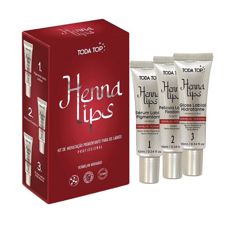 Kit Henna Labial Toda Top - Beleza Unika