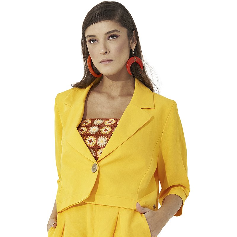 Blazer Linho Colcci V23 Amarelo Feminino - Attemporal Boutique