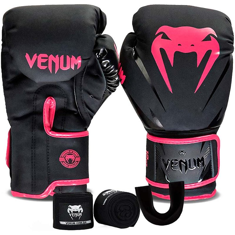 Kit Box Venum New Impact Evo Luva Bandagem e Bucal Rosa - Attemporal ...