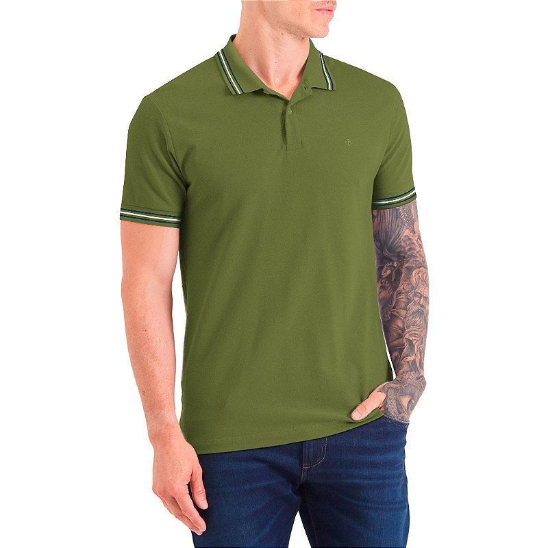 Camisa Polo Forum Lines In24 Verde Masculino - Attemporal Boutique