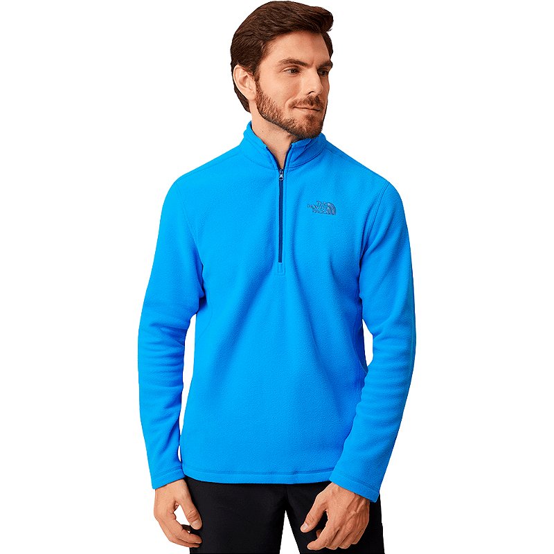 Moletom The North Face Fleece Glacier Zip Azul Masculino - Attemporal ...