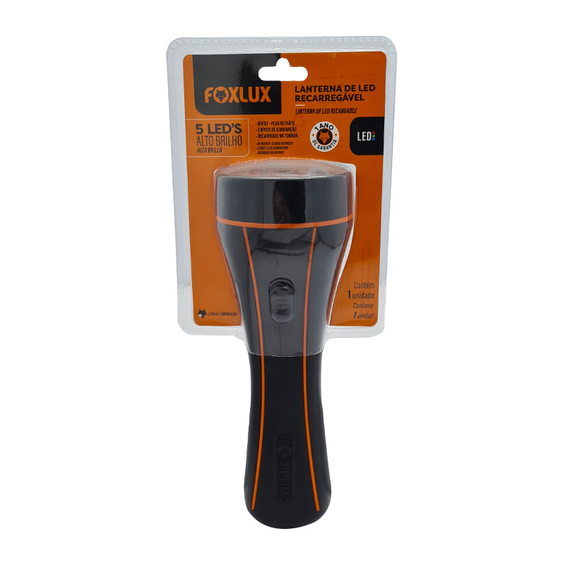 LANTERNA RECARREGAVEL 5 LEDS FOXLUX 4406 - Ferragens Garcia