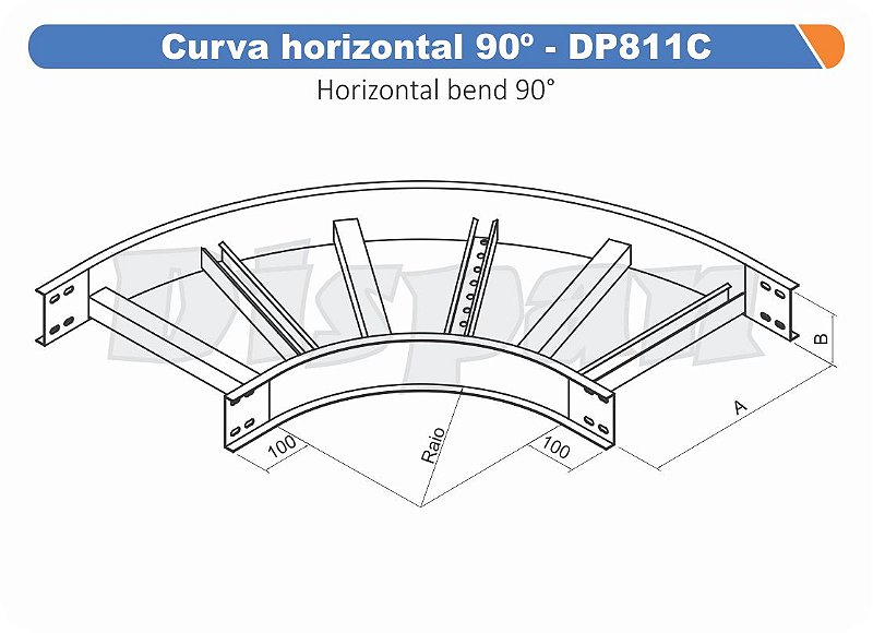 Curva Para Leito Horizontal Aço Carbono 90G Curvilineo 520 200Mm Gf Aba ...