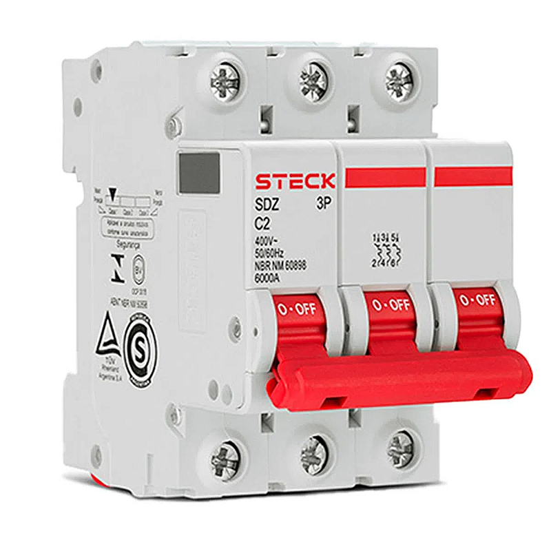 Disjuntor Serie Sd63 50A 3P Curva C 3Ka SDD63C50 Steck - Lumilux Materiais Elétricos Ltda