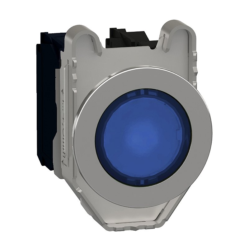 Illuminated Push Button Flush Mounted, Metal, Blue, Ø30, Integral Led ...