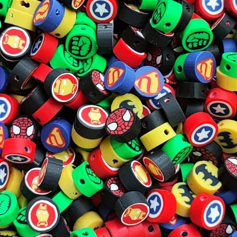25 Uni. Miçanga De Fimo Heróis - Man Aviamentos
