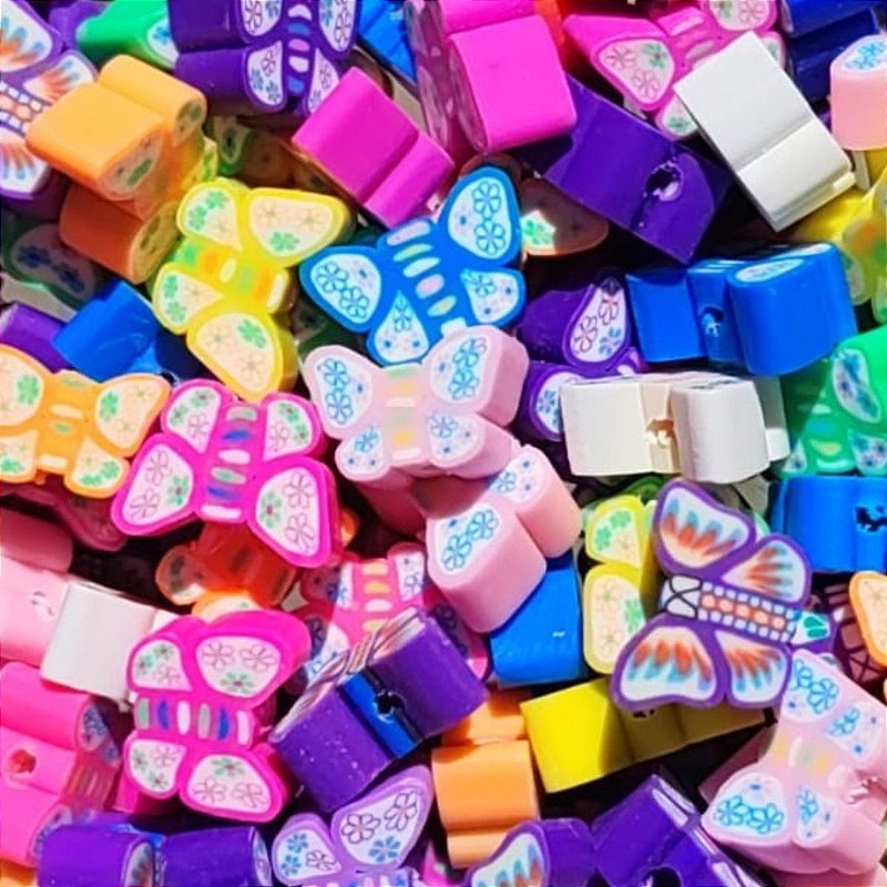 100 Uni. Miçanga De Fimo Borboleta - Man Aviamentos