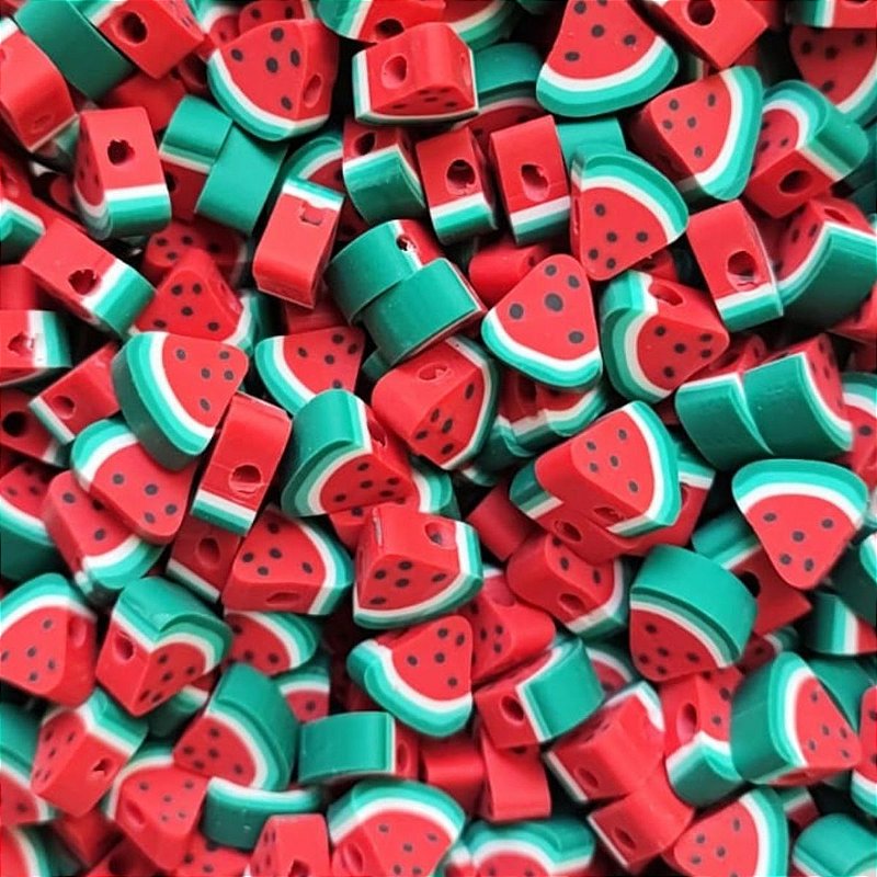 100 Uni. Miçanga De Fimo Melancia - Man Aviamentos