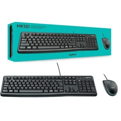 KIT MOUSE E TECLADO LOGITECH MK120 COM FIO USB PTO - Materiais para escritório