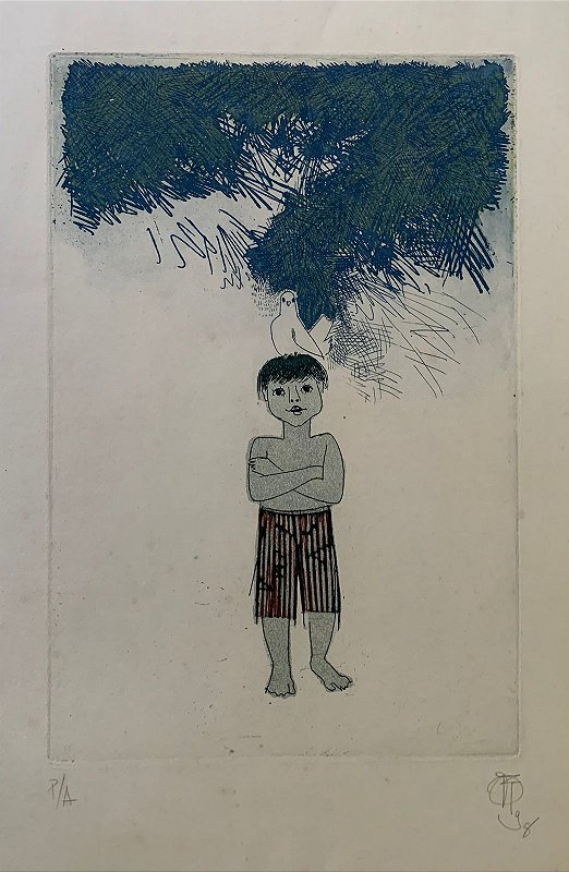 Floriano Teixeira - gravura em ponta seca - 30x20cm - Midlej Galeria