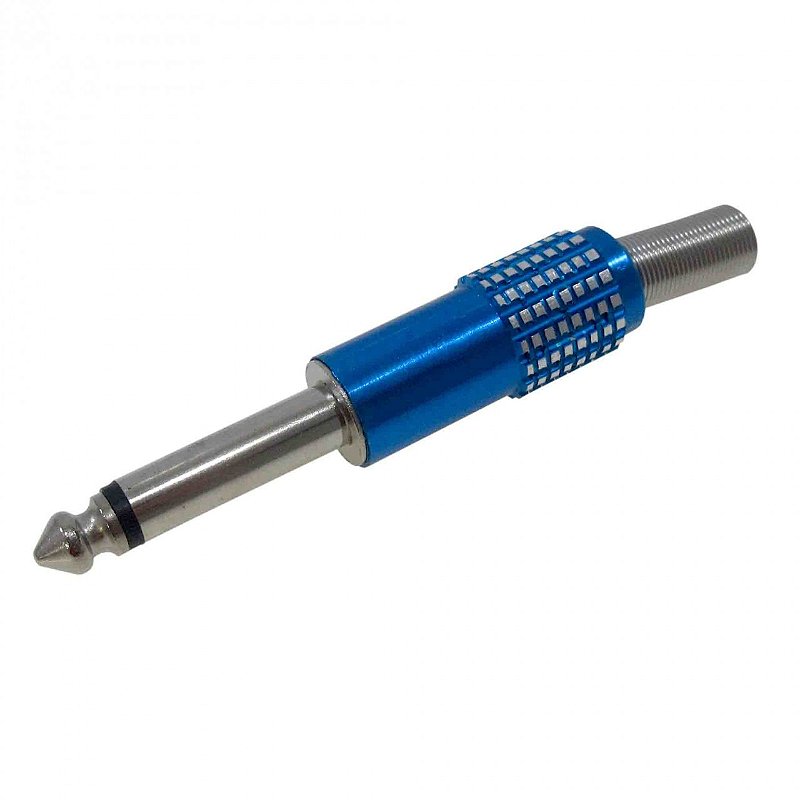 Plug P10 Mono Personalizado Mola Azul Zinco - Conexão sem limites