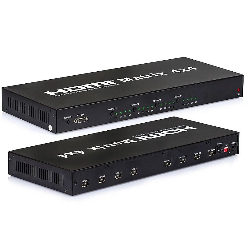 Switch/Splitter Matrix 4x4 HDMI 3D Full HD - Conexão sem limites