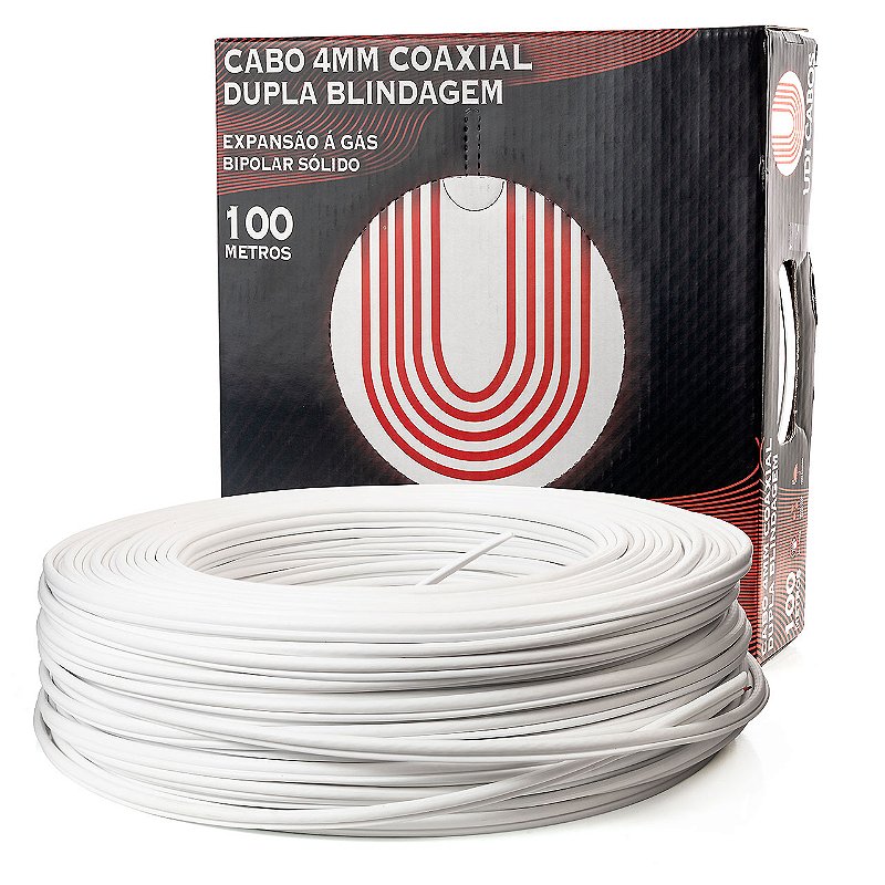 Cabo 4mm Coaxial Dupla Blindagem Bipolar Sólido - 100 metros - Ion Cabos