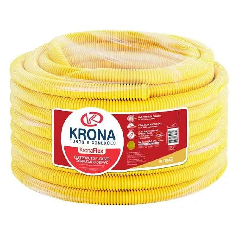 Conduíte Amarelo Corrugado 25Mmx50M - Krona - Brama Materiais