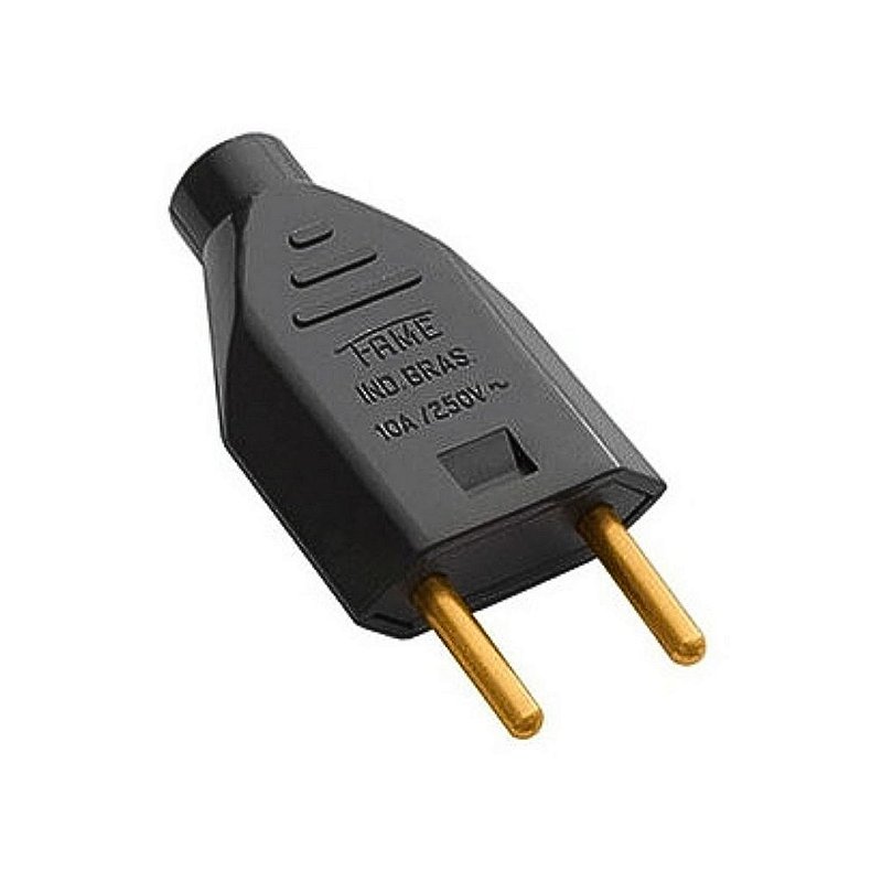 Plug Macho 2P 10A 2140 Preto Fame - Brama Casa & Construções