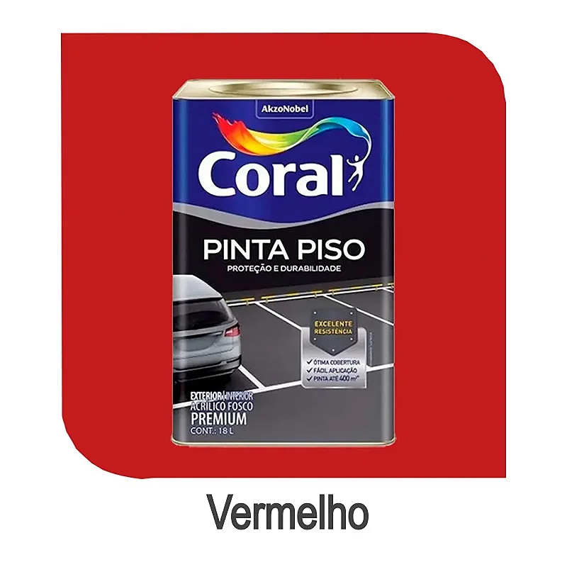 Tinta Pinta Piso Premium Acrílico Fosco Vermelho 18L - Coral - Brama Materiais