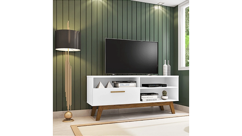 Rack para Tv até 55 Polegadas Pés Madeira Retrô Paládio Móveis Bechara ...