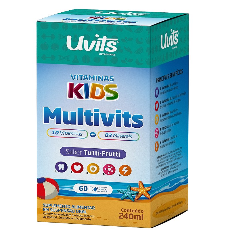 Multivits Kids Liquido 240ml - Multivits e Mais na Uvits Vitaminas ...
