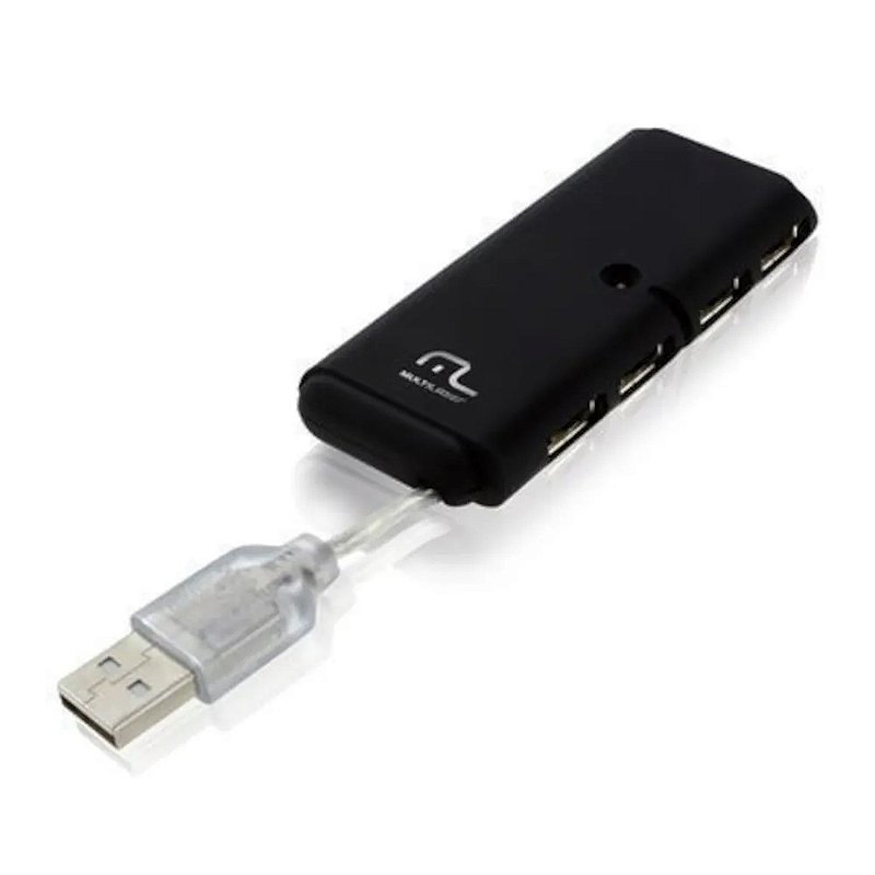 HUB USB 2.0 4 Portas Multilaser AC064 - Crystal Informática