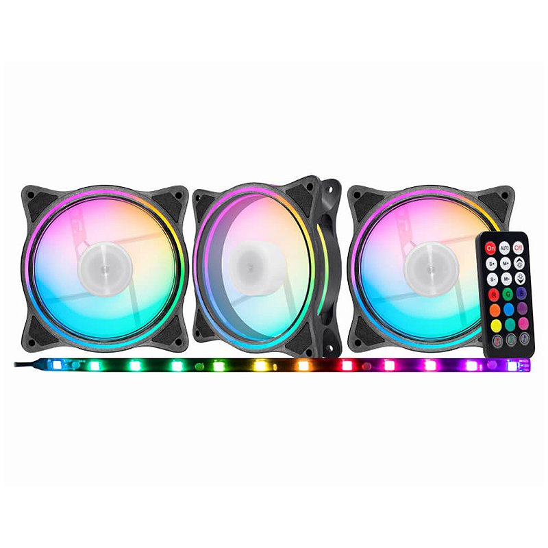Kit Cooler FAN 120 mm K-mex ARGB Star Ritmicos - Crystal Informática