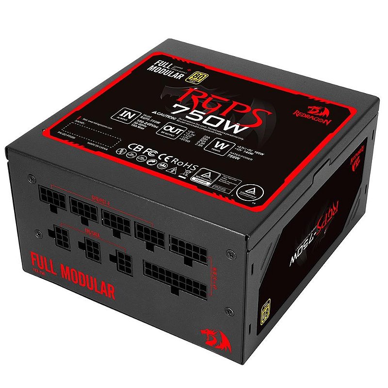Fonte 750W Redragon 80 plus Gold Full Modular RGPS-750W - Crystal ...