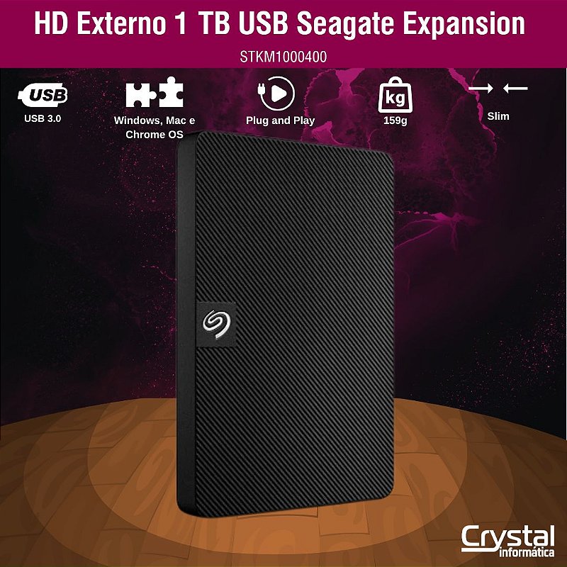 HD Externo 1TB Seagate Expansion STKM1000400 - Crystal Informática