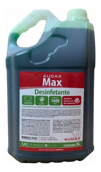 Desinfetante Super Concentrado Audax Max Pinho Fresh 5L F/1000 Litros ...