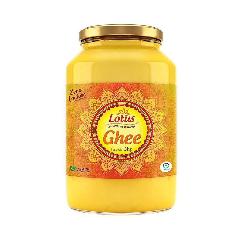 Manteiga Ghee Lotus - Pote vidro 3kg Ghee Puro - LOTUS ATACADO