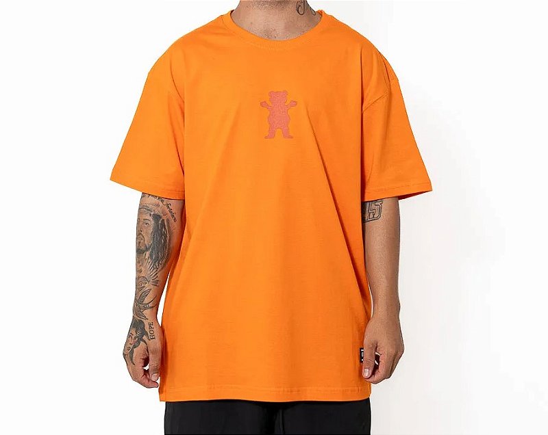 Camiseta Grizzly Back Script Logo Orange - Store Pesadao