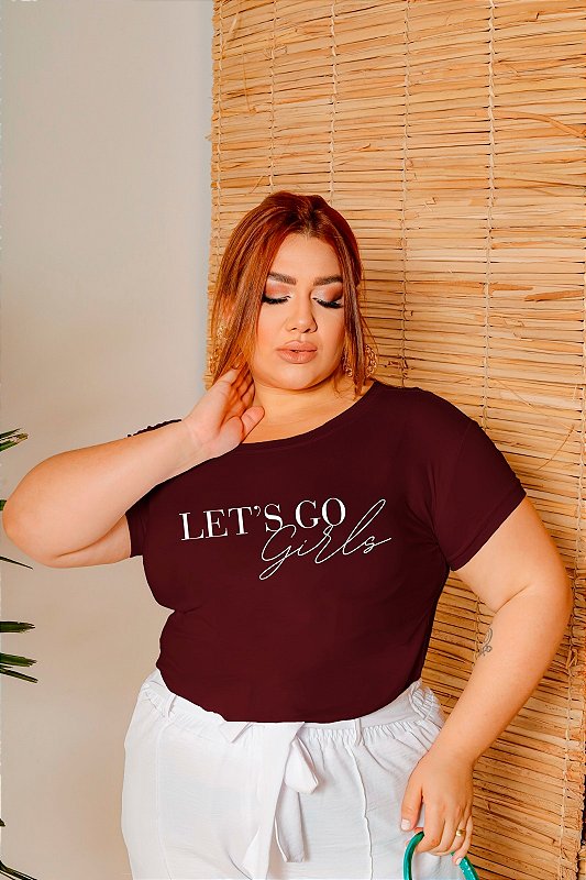 T-SHIRT PLUS SIZE LET'S GO GIRLS DTF MARSALA - Dallas T-shirts