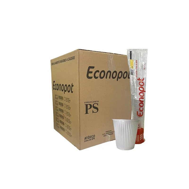 Copo Descartável 180ml Branco PS Econopot 2500 Unidades - Tebel Suprimentos: Sua Papelaria ...