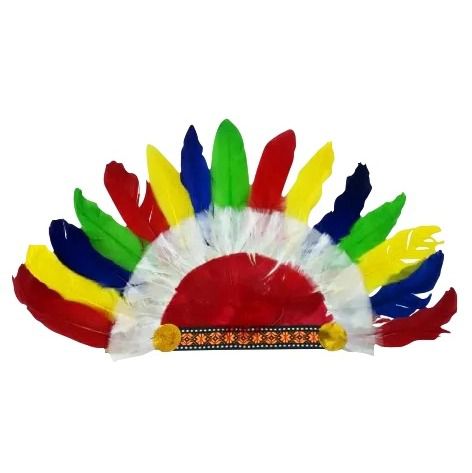 Cocar de Índio com penas Coloridas Comemoração Dia do Índio Festa ...