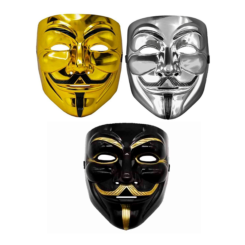 Máscara V de Vingança Metalizada Filme Anonymous Cosplay Hacker ...