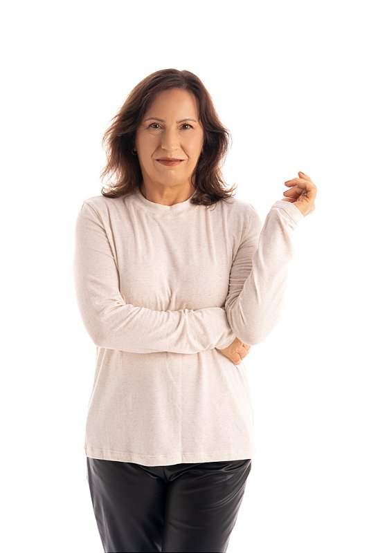 Básica Bruna manga longa natural - Threefour Básicos Versáteis