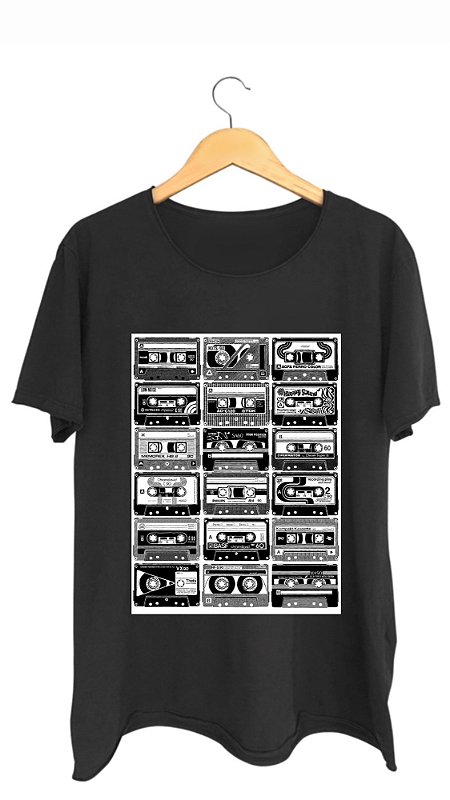 Camiseta TAPES - 100% algodão corte a fio preta - beatshirts