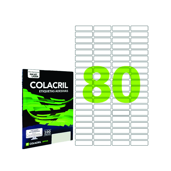 ETIQUETA COLACRIL CARTA CC187 80E 100F - LCH INFORMATICA E PAPELARIA