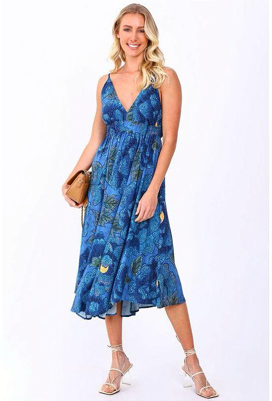 Vestido Farm Azul Estampado - Bhava