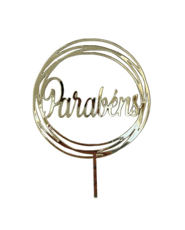 Topo de Bolo Acrílico - Aro Parabéns - Cardozo Papers - Artigos para bolos