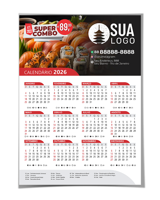 Calendário de Parede 2025 Personalizado - PCBIT Impressos