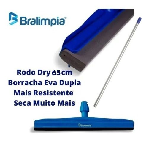 Rodo Profissional 65cm Dry Borracha Dupla Bralimpia Com cabo - Aradesc