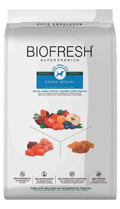 BIOFRESH MIX CARNE ADULTO RAÇA MEDIA 3KG - A casa do seu PET