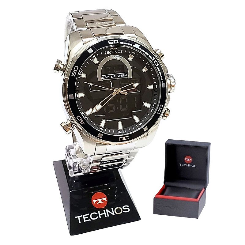 Relógio Technos Masculino Prateado Anadigi BJK626AA/1K - Relógios ...