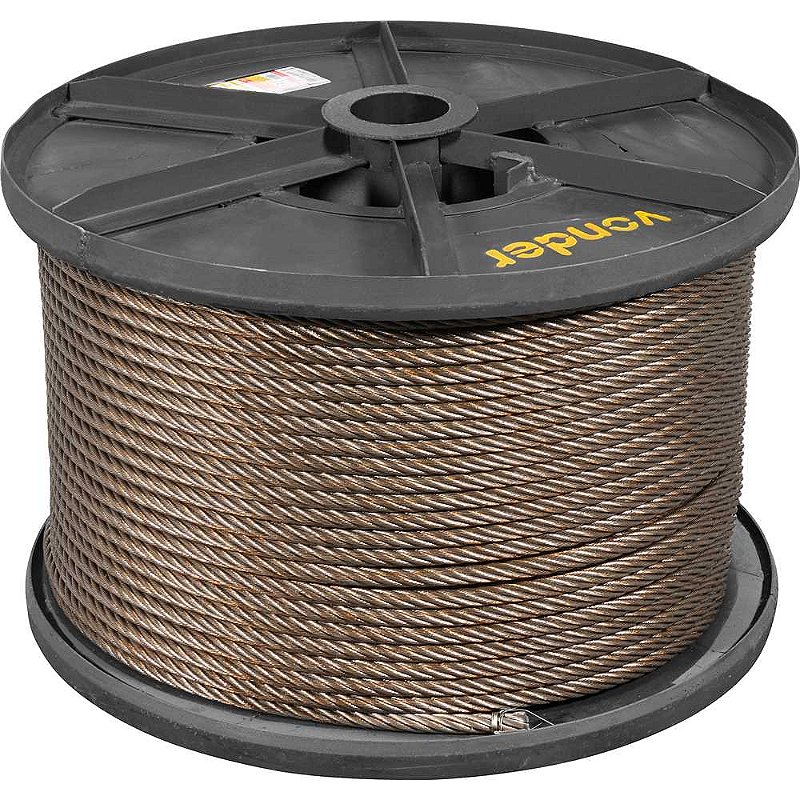 Cabo de aço polido alma de fibra 25,40mm - 1" 6 x 25F rolo com 500 ...