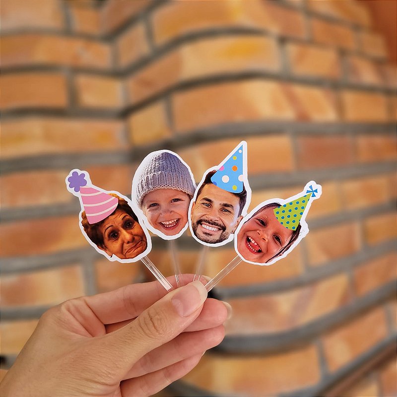 Topper de Docinho com foto - Juliana F Gusso - Papelaria Personalizada